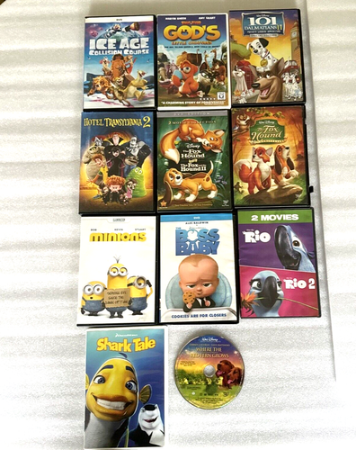 Lot of 12 Kids DVDs Animated Children & Family Movies Disney Dreamworks ...