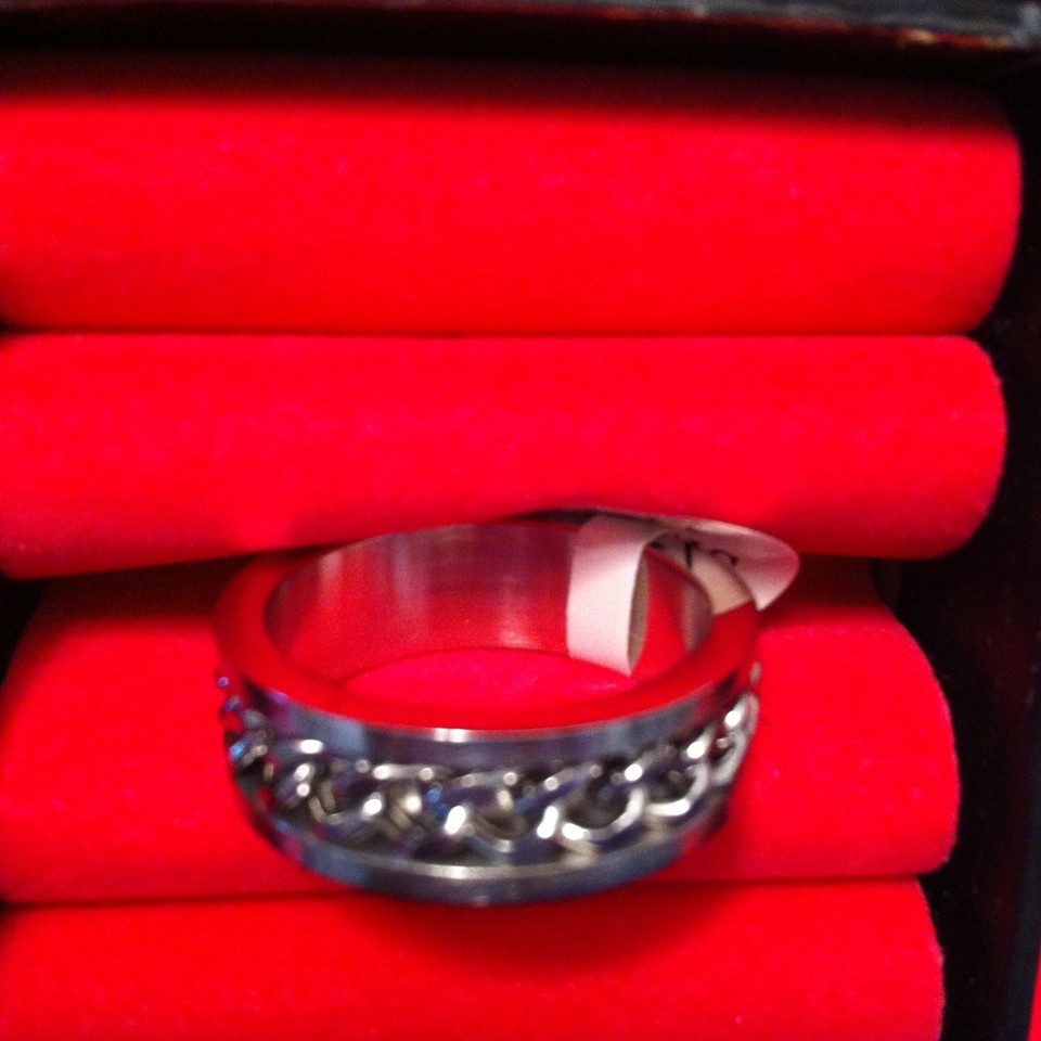 CHAIN LINK SPINNER 8mm Stainless Steel Wedding Band Ring/ Size 11 | eBay