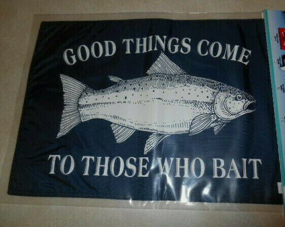 GOOD FISHING BAIT 12" x 18" Two Sided Flag In-Out Grade 200denier ...
