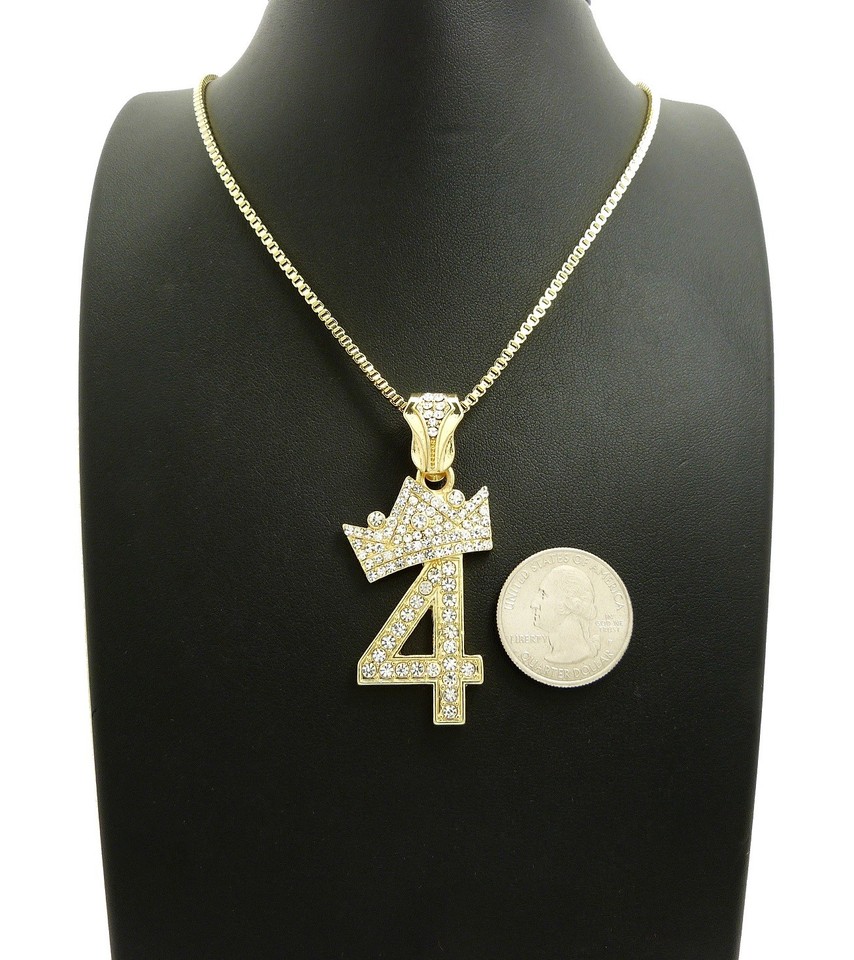 NEW # 1 to 9 NUMBER PENDANT & 24" VARIOUS CHAINS & COLOR HIP HOP ...