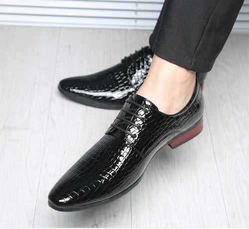 Mens Snakeskin Leather Dress Formal Oxfords Pointy Toe Wedding Clubwear ...