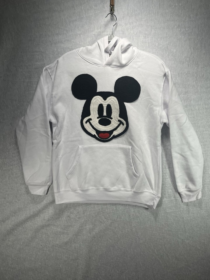 Disney Mickey Mouse Hoodie Womens M Pullover Embroidered Face Graphic ...