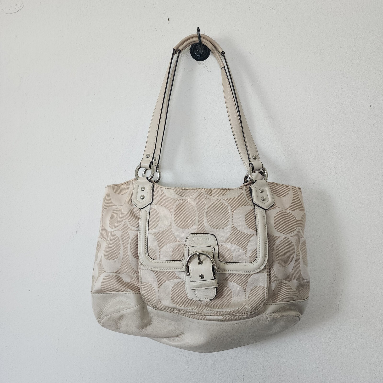 Coach Abby Tote Bag Ivory Beige Monogram Shoulder Bag… - Gem