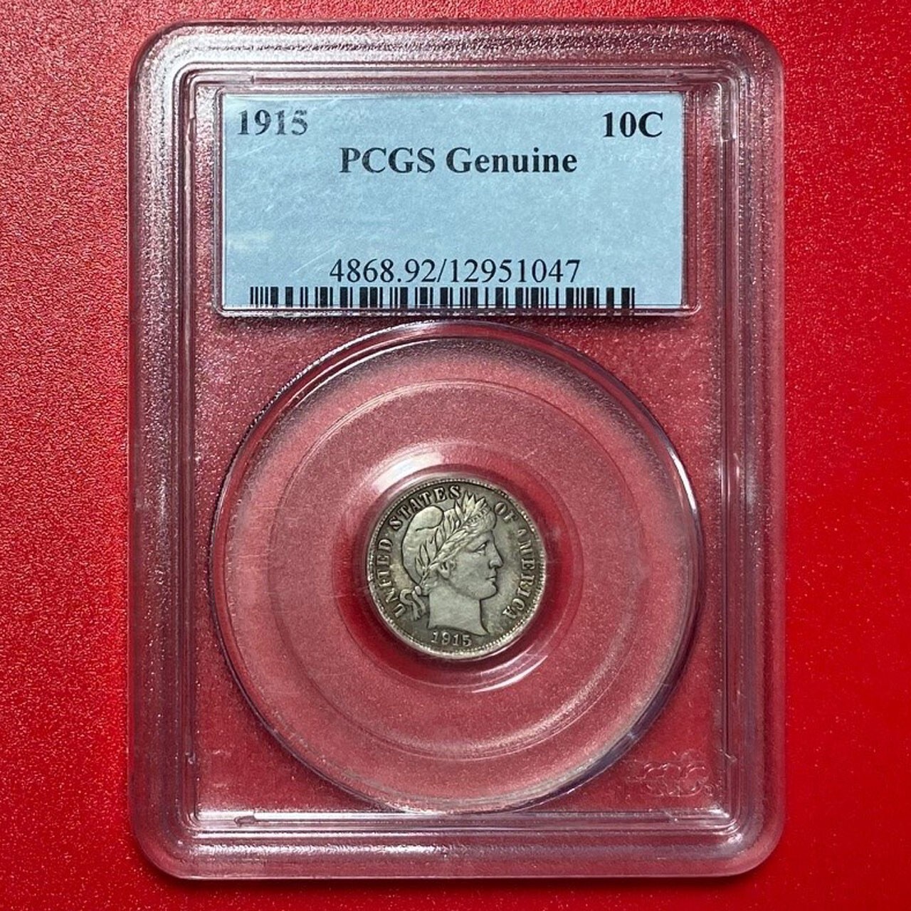 1915 BARBER DIME 10 CENTS PCGS GENUINE HIGHLY COLLECTABLE 10c US USA ...