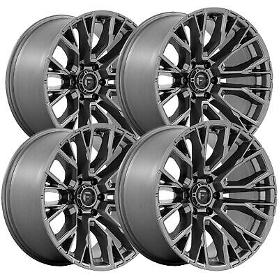 (Set of 4) Fuel D848 Rebar 6 17x9 6x120 +1mm Gunmetal Wheels Rims 17 ...