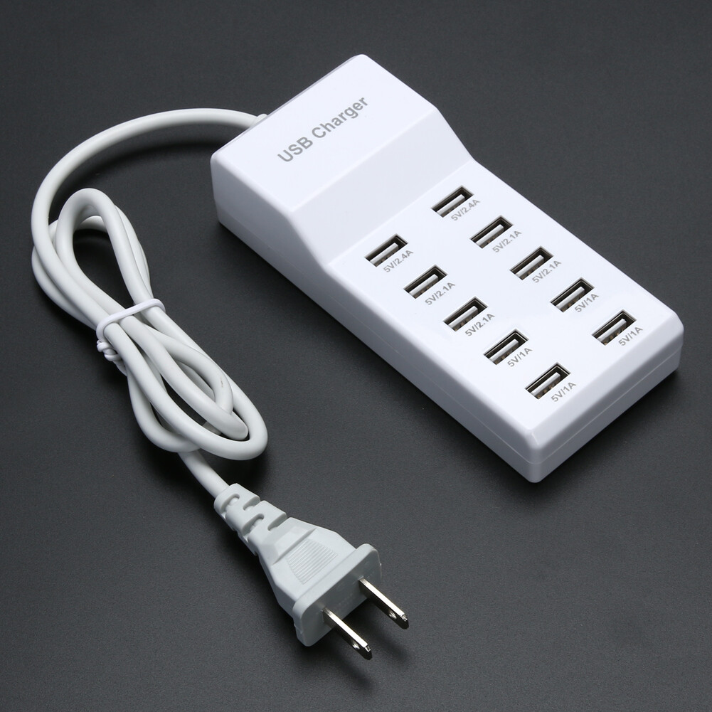 10 Port USB Home Travel Wall AC Charger Fast Charge Power Strip Adapter ...