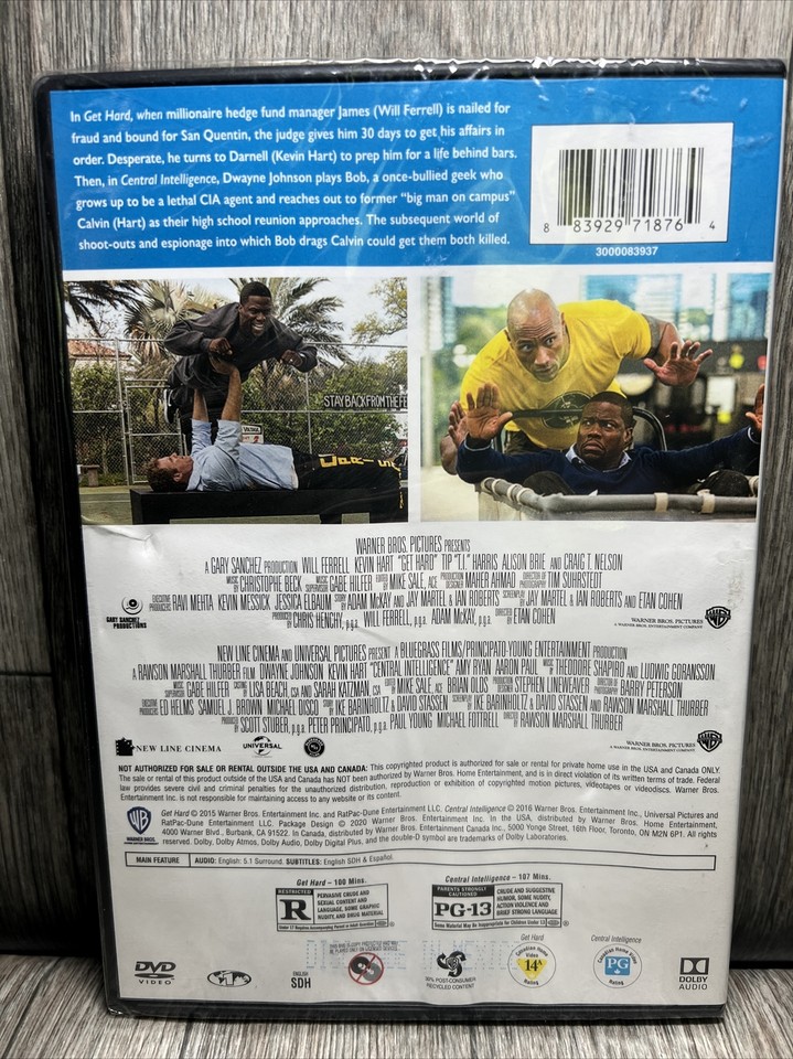 Get Hard/Central Intelligence 2 Film Collection DVD Will Ferrell Kevin ...