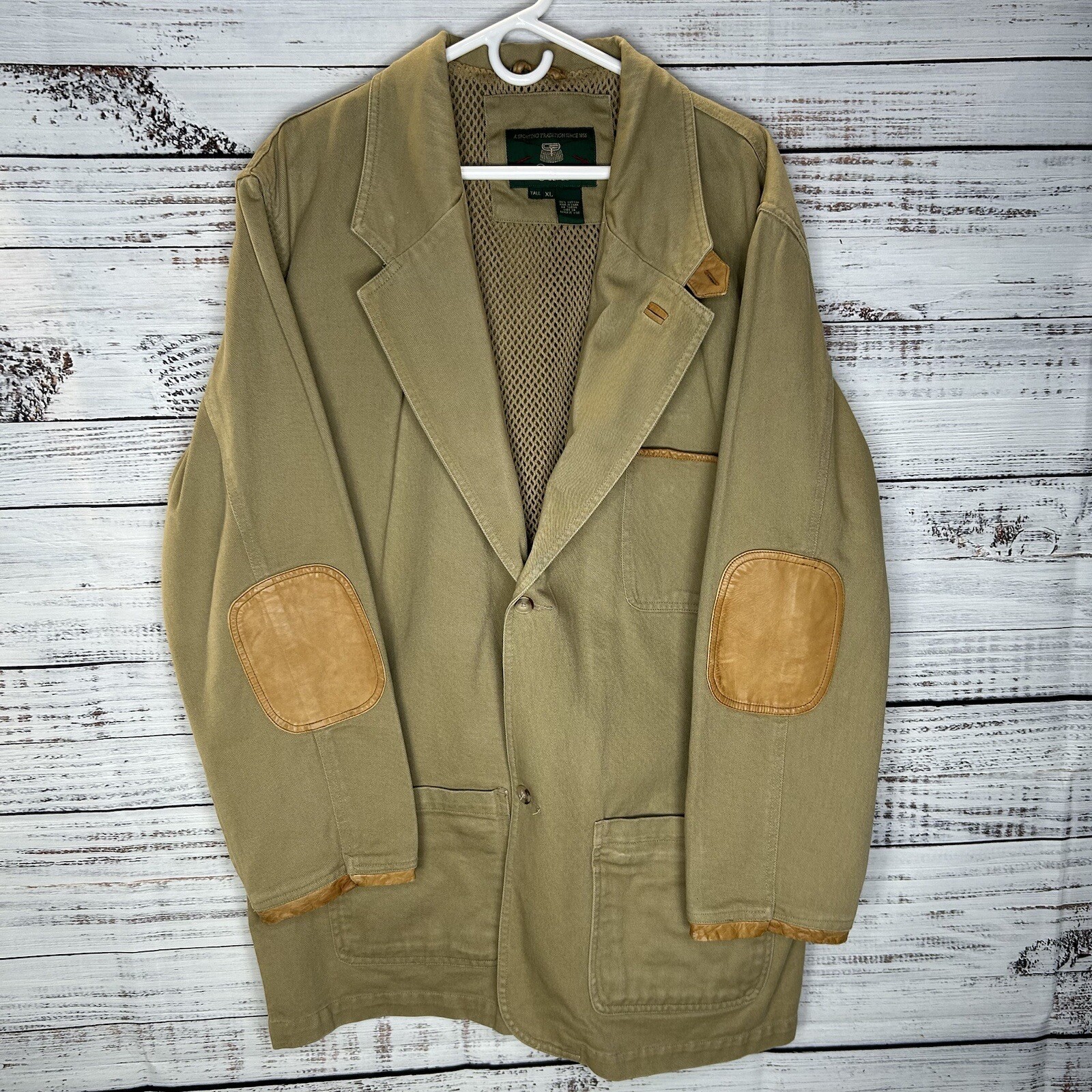 Vintage Orvis Twill Safari Jacket Field Coat Leather … - Gem