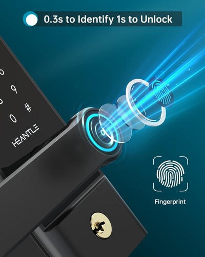 HEANTLE Fingerprint WiFi Smart Door Lock Keyless Entry Digital Keypad ...