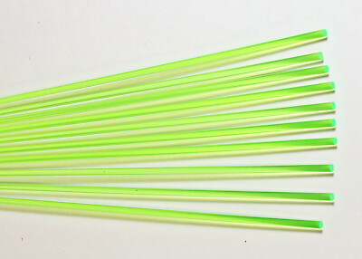 10 Pcs 1/8” DIAMETER x 12” LONG FLUORESCENT GREEN ACRYLIC PLEXIGLASS ...