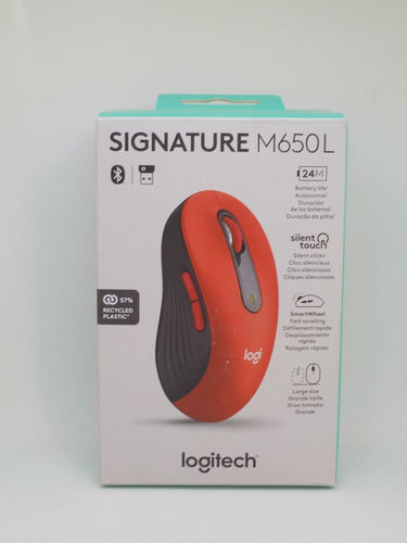 New Logitech Signature M650 L Full Size Wireless Mouse (red ...