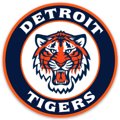 Detroit Tigers Logo Type with Tiger Mascot MLB Baseball Die-Cut Round ...