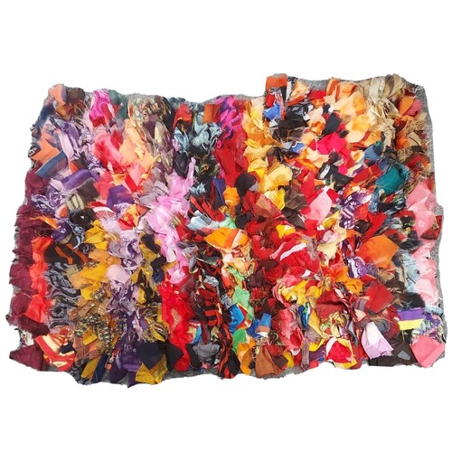 Reversible Multicolor Boho Chic Handmade Shag Rag Fabric Area Rug ...