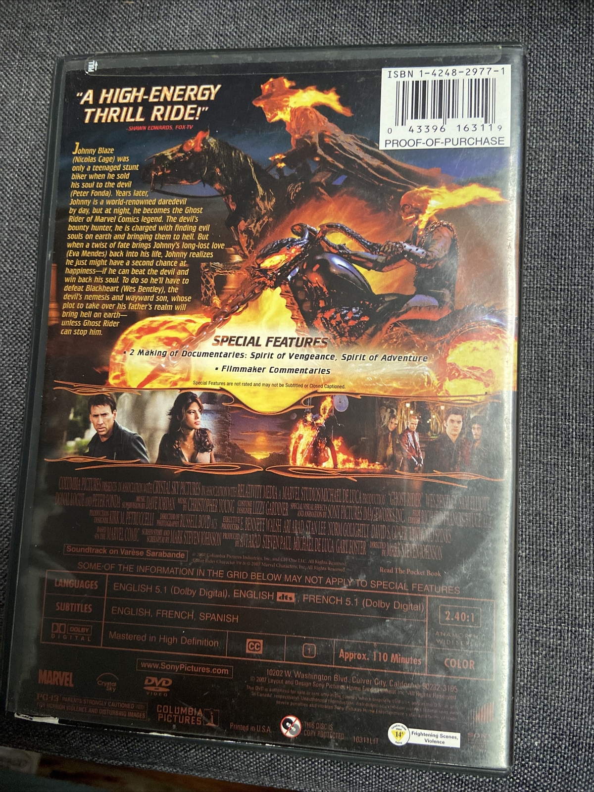 Ghost Rider - DVD - Widescreen 2007 Nicolas Cage Eva Mendez LIKE NEW ...