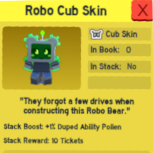 Robo Cub Buddy Skin - Bee Swarm Simulator (BSS). Roblox. | eBay