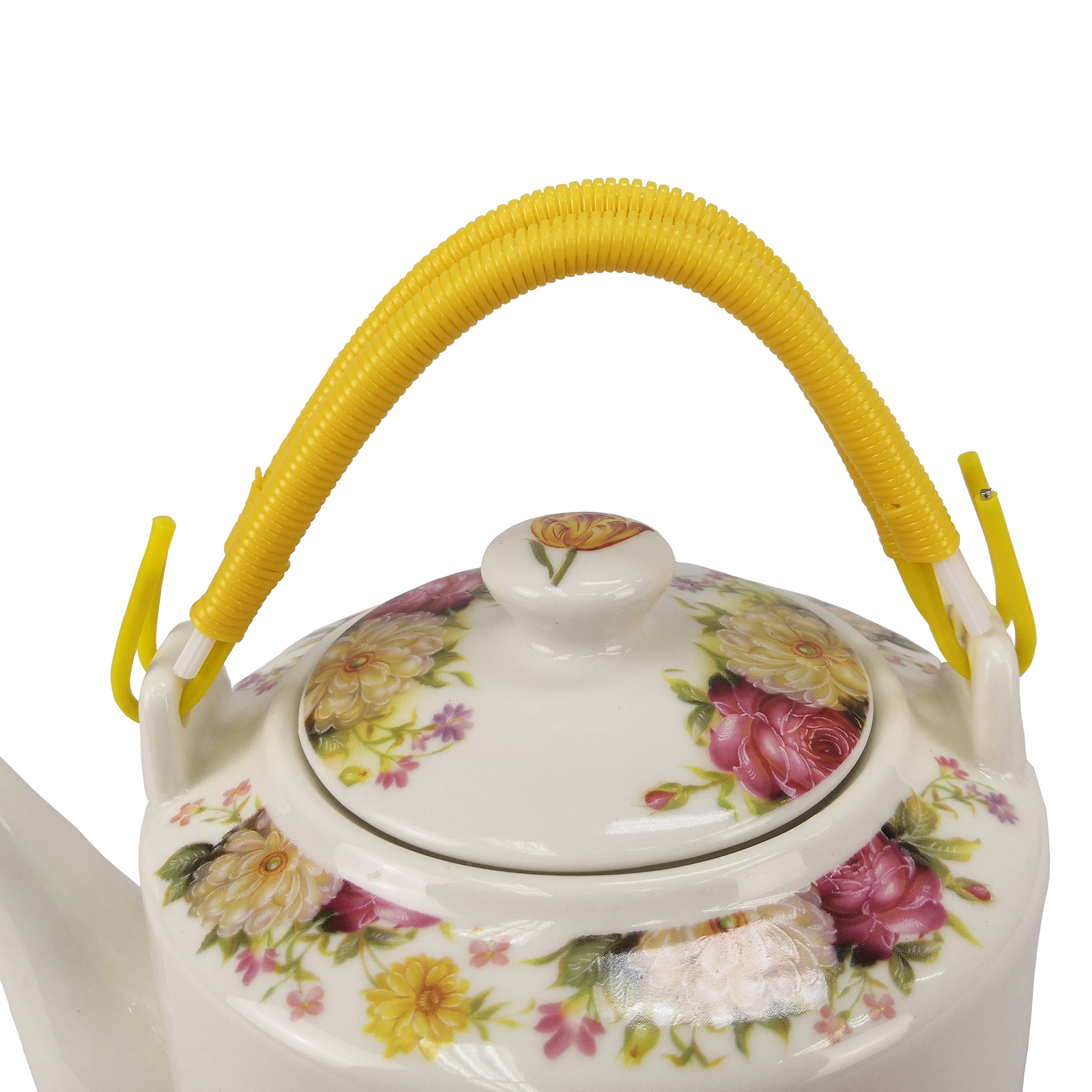 Small 2 Liter Ceramic Porcelain Teapot Tea Kettle with Floral Design ...