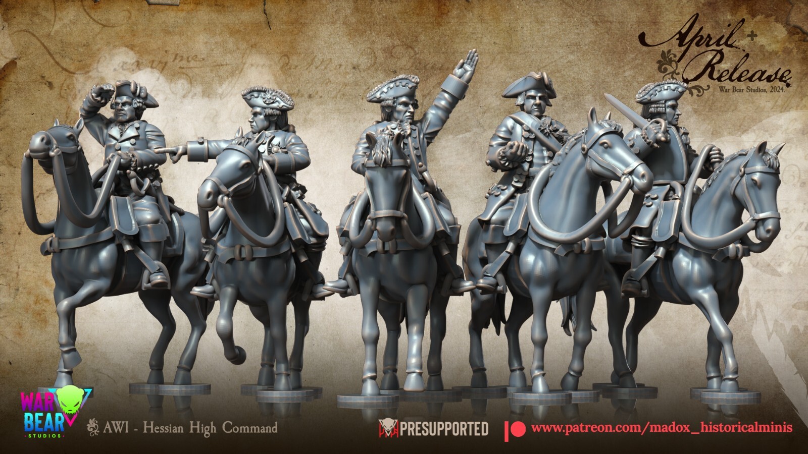 BattleCat Miniatures AWI Hessian High Command American Revolutionary ...