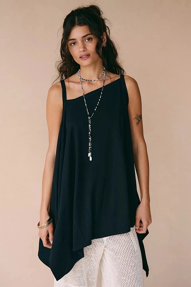 Free People Free-est Alexandra Tunic Top Asymmetrical Sleeveless Cotton ...