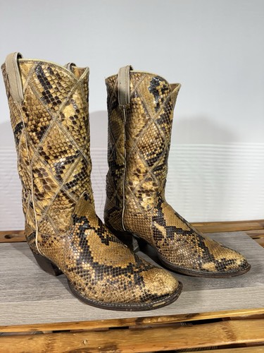 Tony Lama Boots Men’s FULL Python Cowboy Boots Gold Label Size 9 D Made ...
