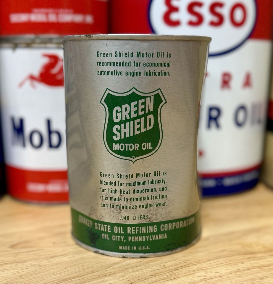Rare Vintage NOS Quaker State Green Shield Motor Oil Can Quart FULL | eBay