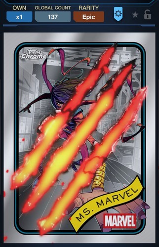 Topps Marvel Collect 25 / MS. MARVEL / EPIC / Clawed Silver Base Motion ...