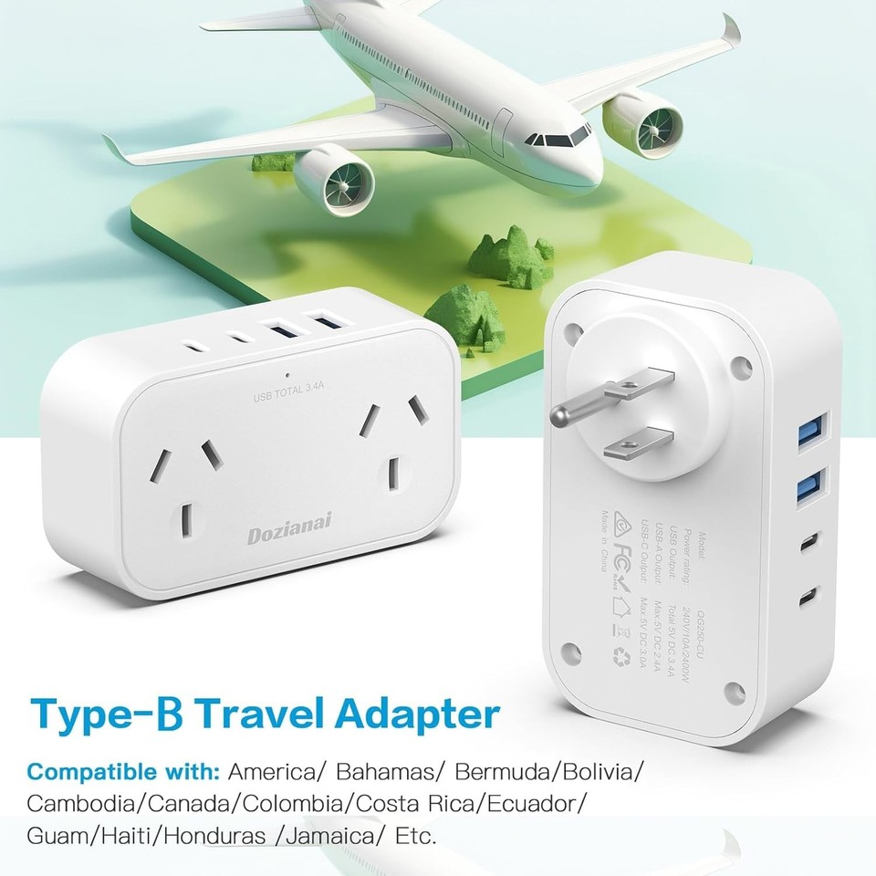 Japan Travel Adapter, AU to Japan Plug Adapter Type A Travel Power Plug ...