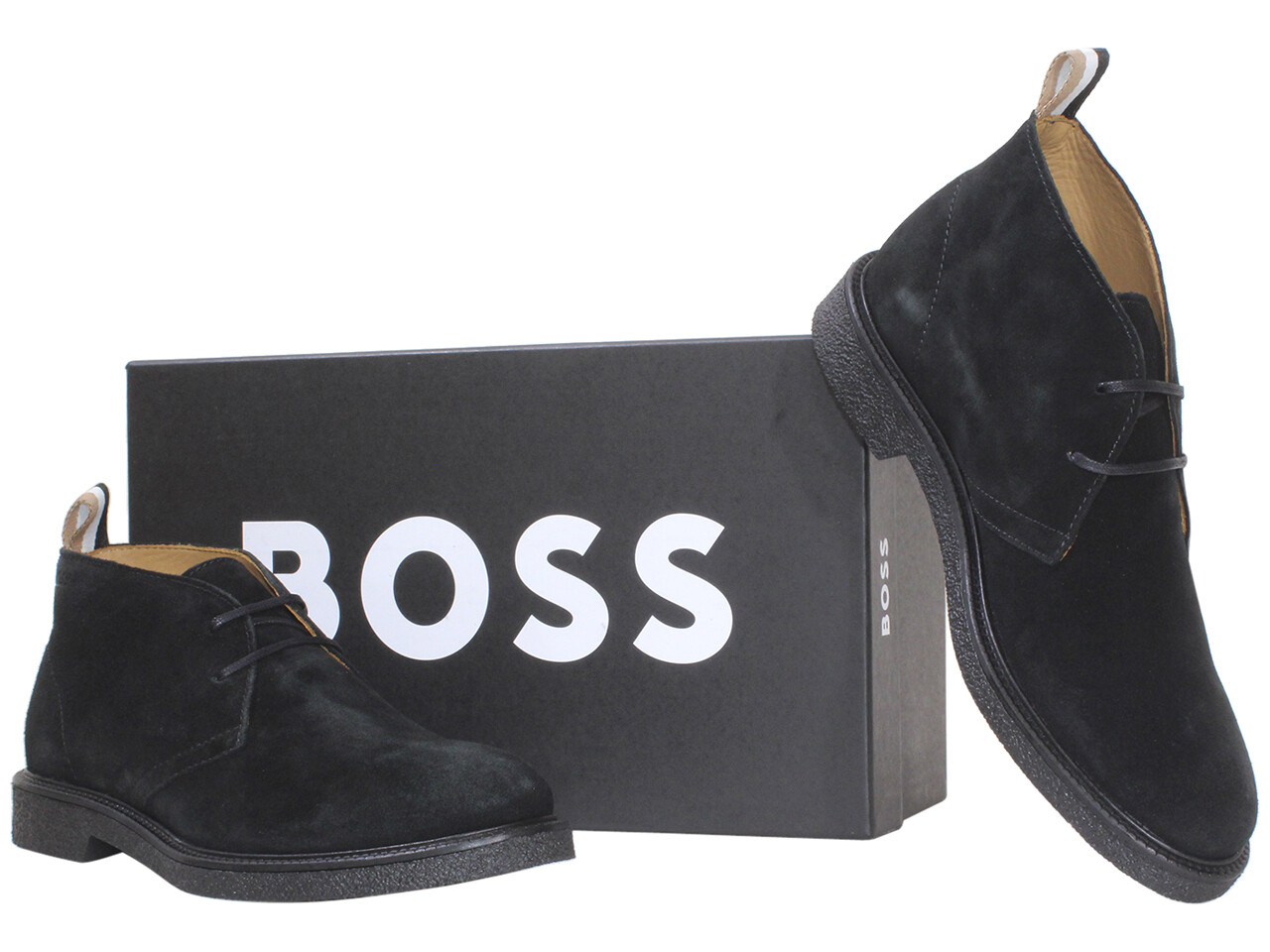 Hugo Boss Men's Tunley Desert Boots Chukka Shoes Lace Up Black | eBay