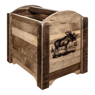 Montana Woodworks Homestead Wood Magazine Rack with Moose Design in ...