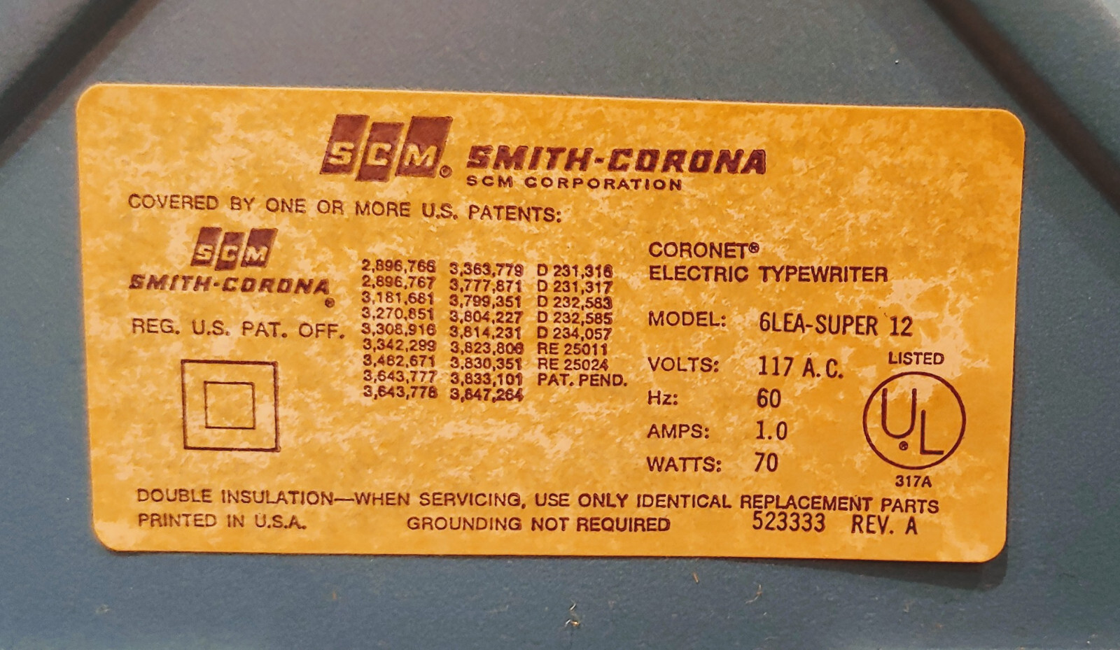 1970s Smith-Corona Coronet Super 12 Coronamatic w/original manual ...