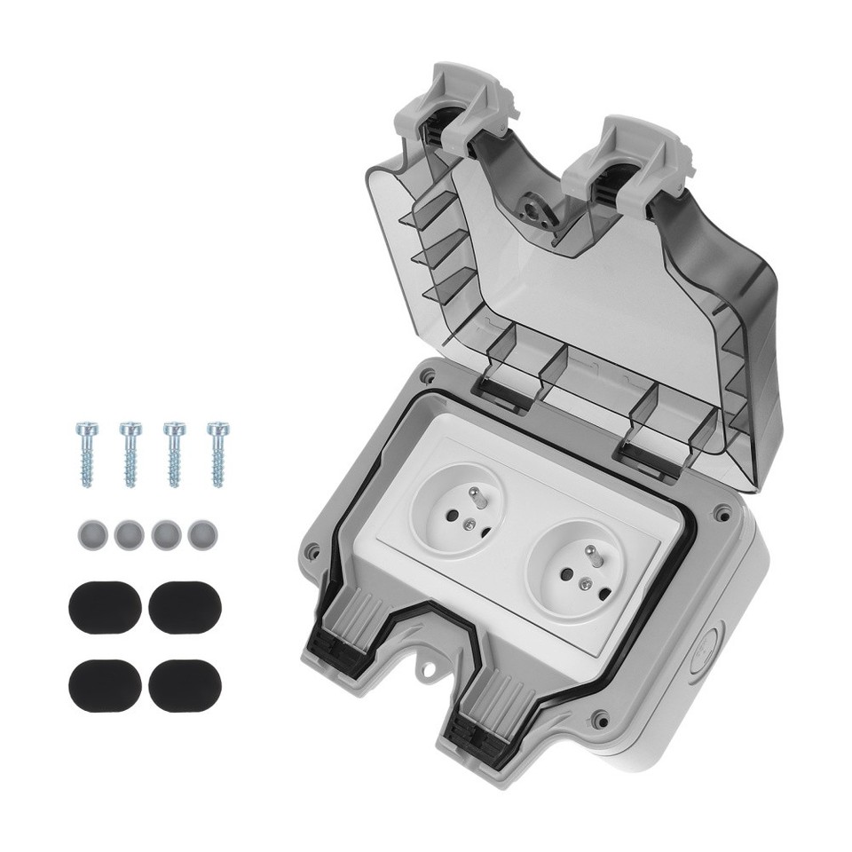 1 Set Socket Outlet Box Dual-slots Socket Protectors(Without Adapters ...