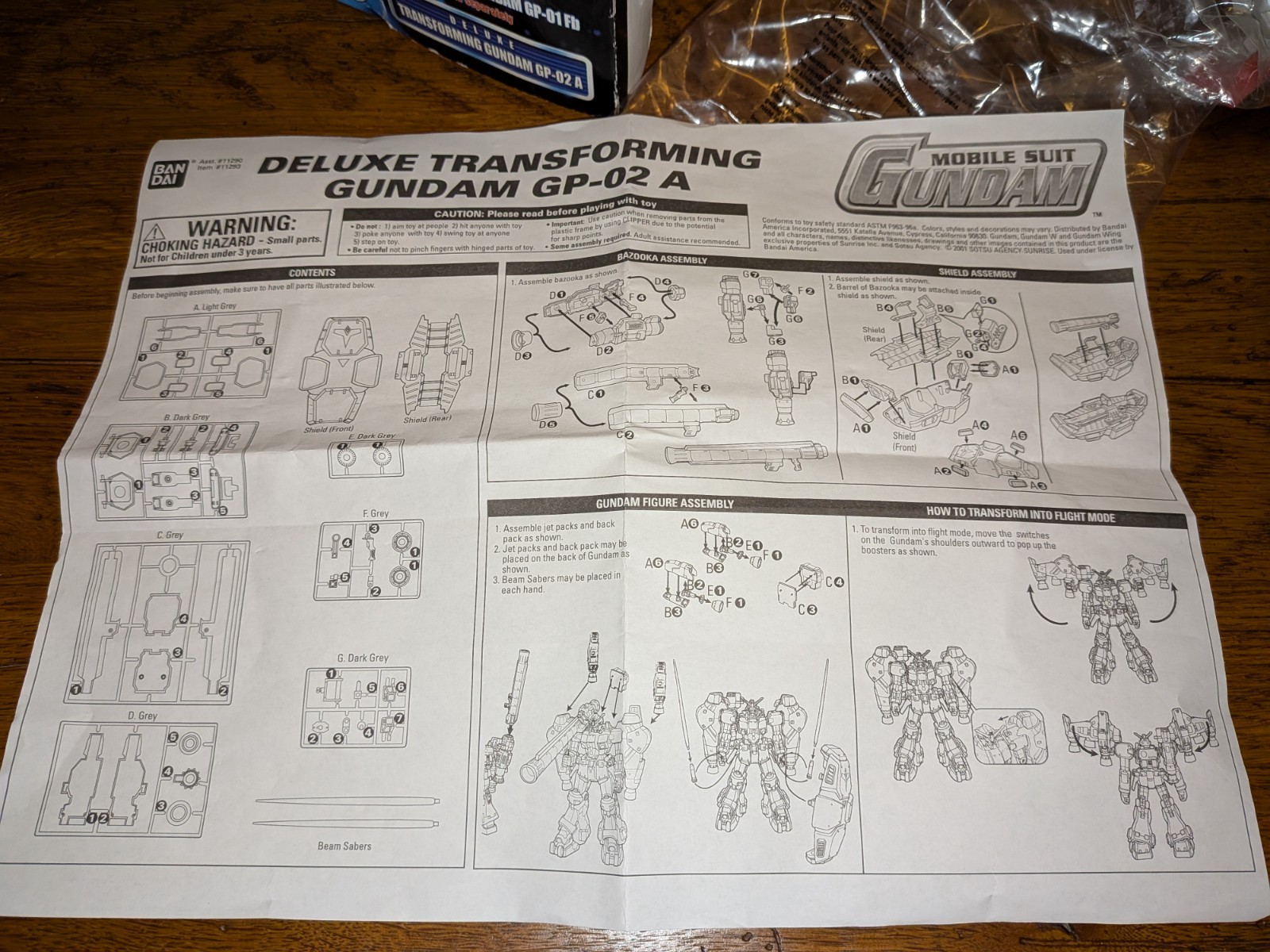 Mobile Suit Deluxe Transforming Gundam GP-01 Fb Bandai 2001 Action ...
