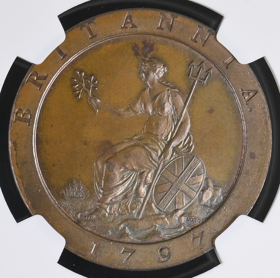 GREAT BRITAIN 1797 Soho Copper Penny Coin NGC PF64 BN Birmingham Mint ...