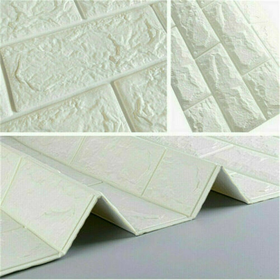 60PCS 3D Tile Brick Wall Sticker Self-adhesive Waterproof Foam Panels ...