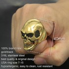 Men's Punk Gothic Biker Gold Plated Skull Ring Retro Huge 316L ...