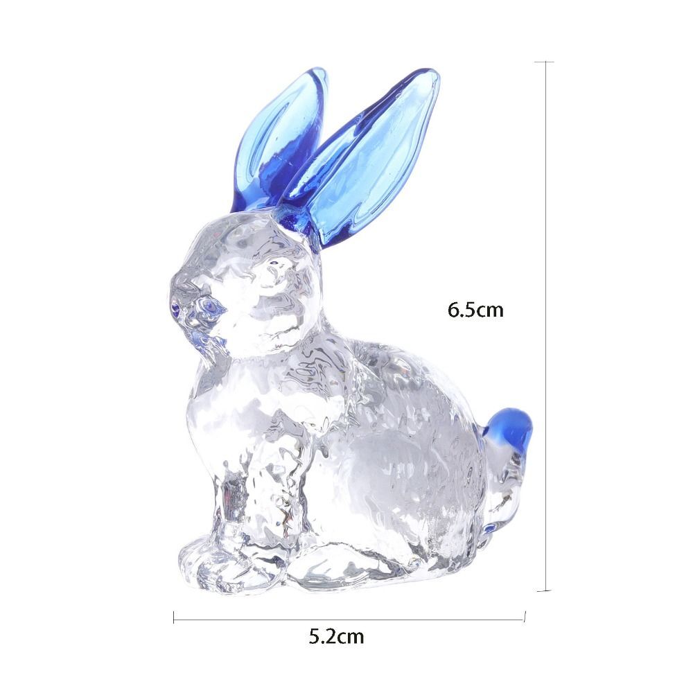 Blue/Pink Rabbit Crystal Ornaments Rabbit Crystal Animal Decoration ...