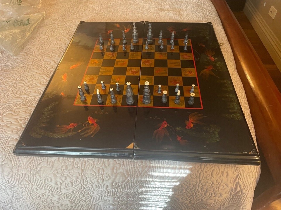 Vintage Antique German Chess Set | eBay