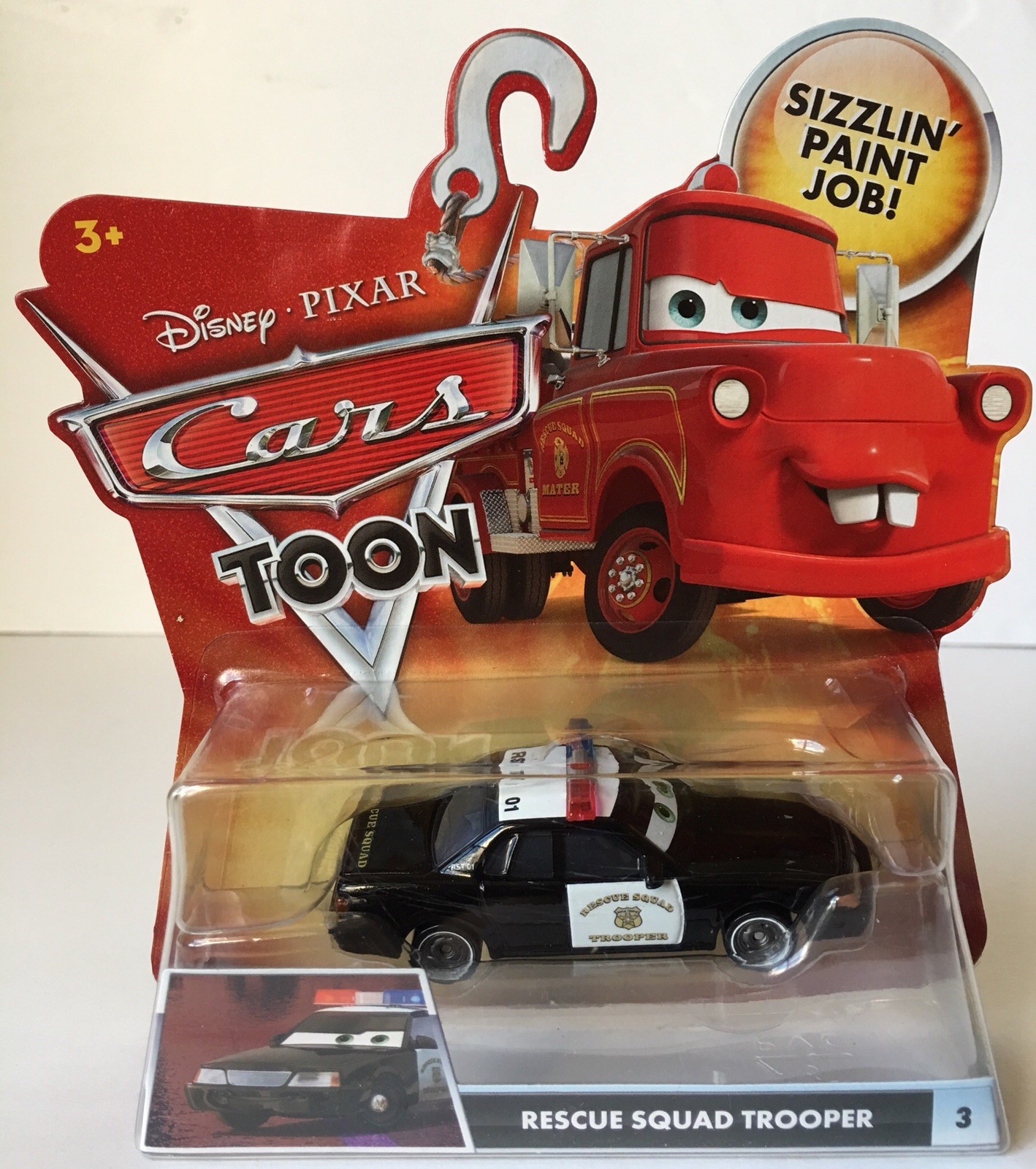 DISNEY PIXAR CARS TOON SIZZLIN' PAINT JOB! RESCUE SQUAD TROOPER #3 A102 ...