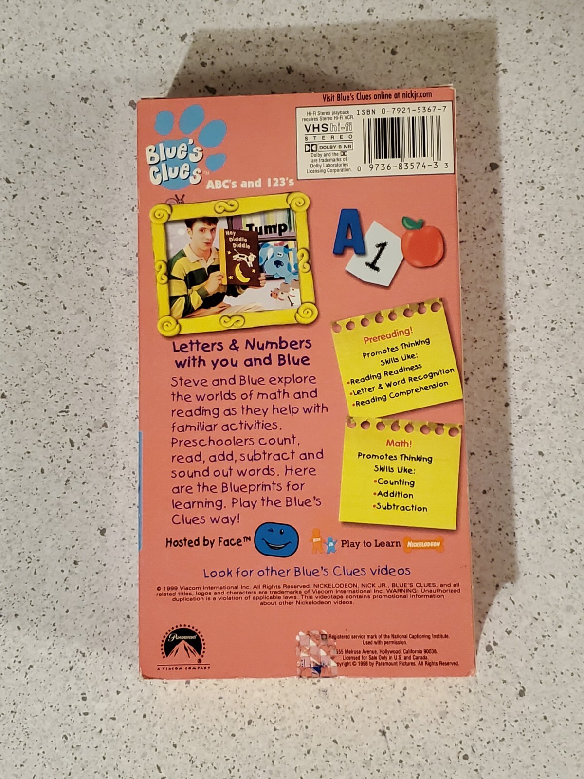 Blue’s Clues ABC’s and 123’s VHS 1999 Nickelodeon