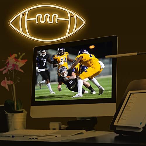 Football Neon Sign - Football Neon Light for Boys’/Teens’ Bedroom, Game ...