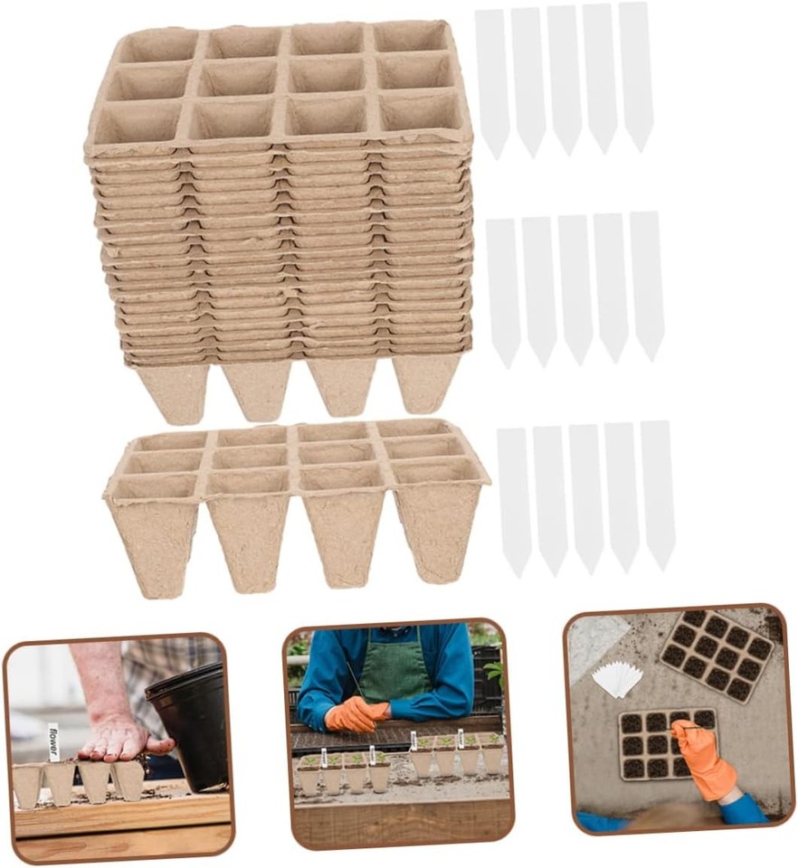 1Set Cup Biodegradable Plant Germination with Labels Seedling Starter ...