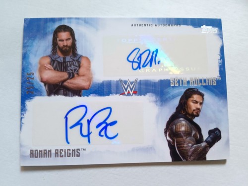 SETH ROLLINS/ROMAN REIGNS WWE 2017 TOPPS UNDISPUTED DUAL AUTOGRAPH CARD ...