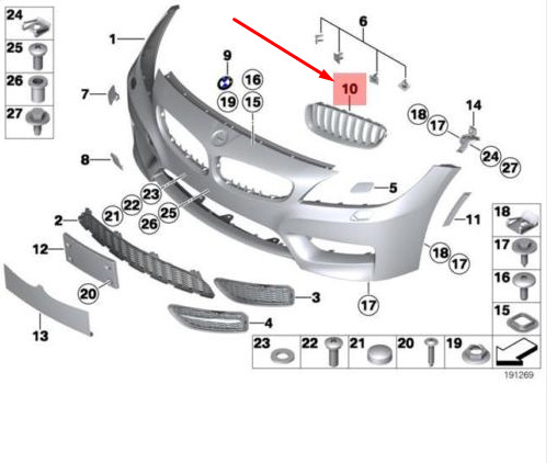 BMW Z4 Roadster E89 Front Radiator Left Kidney Grille 51137191509 ...