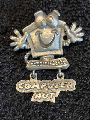 Pewter Sportique's USA "COMPUTER NUT" Brooch for That Special Friend | eBay