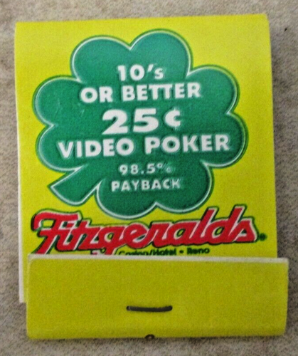 Vintage! Fitzgeralds Casino / Hotel Matchbook Yellow Shamrock Reno ...