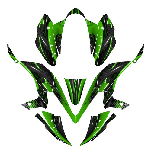 KFX 450R Graphics Kit by AMG | Green | 24 mil thick | Adhesive | ATV ...