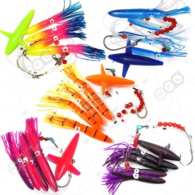 5packs DAISY CHAIN BAIT RIGS BULB SQUID BIRD TROLLING TUNA Lures Random ...