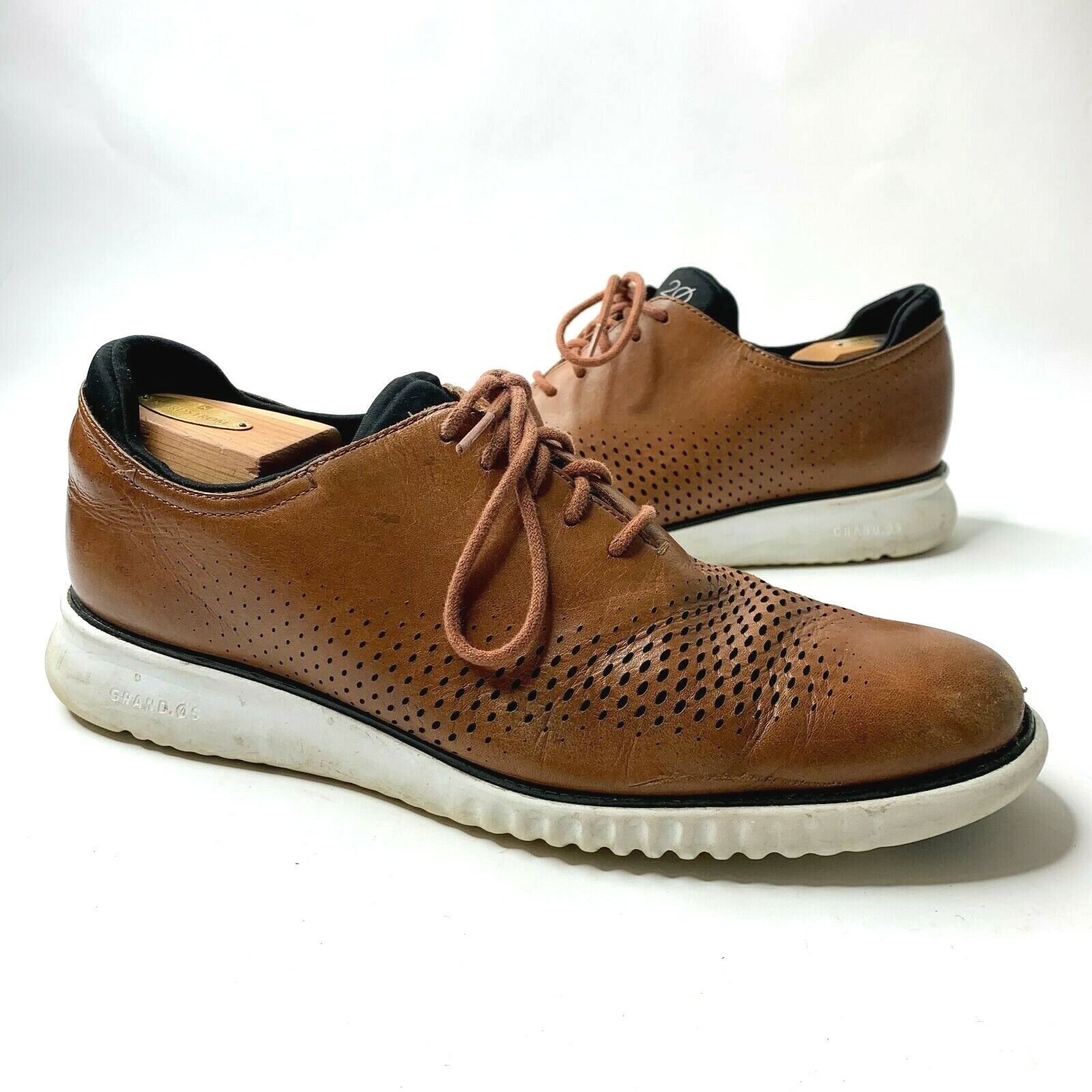 COLE HAAN Grand OS 2.0 Men Brown Leather Oxfords Size… - Gem