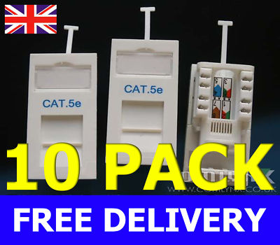 10x CAT5E GIGABIT RJ45 UTP Slim 25x50mm Ethernet Network Data Wall ...