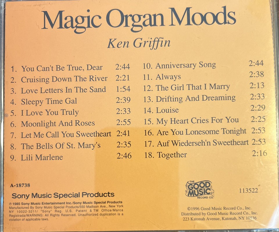 Ken Griffin Magic Organ Moods CD | eBay