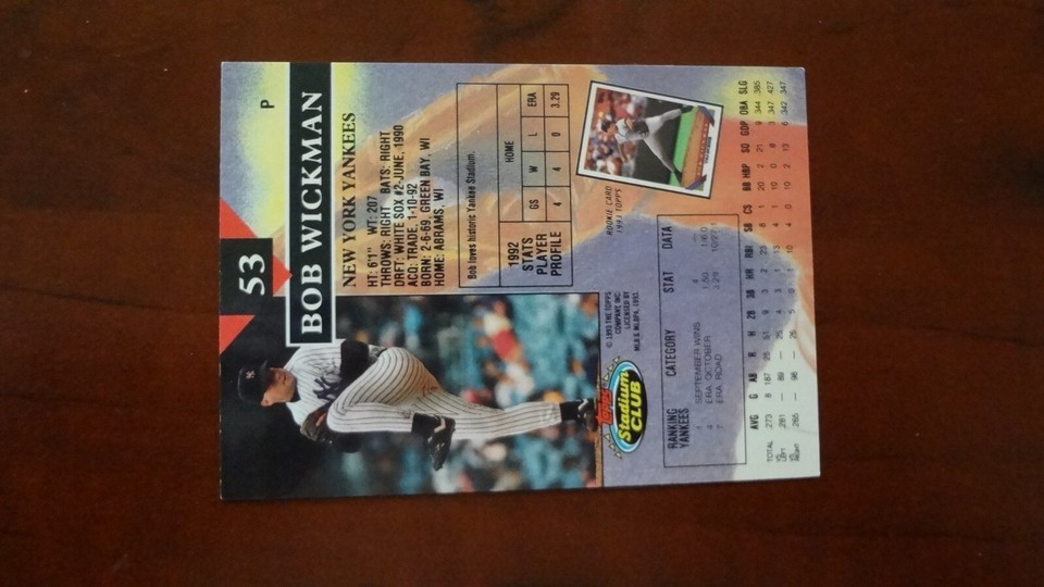 1993 TOPPS STADIUM CLUB #53 BOB WICKMAN BASEBALL CARD | eBay